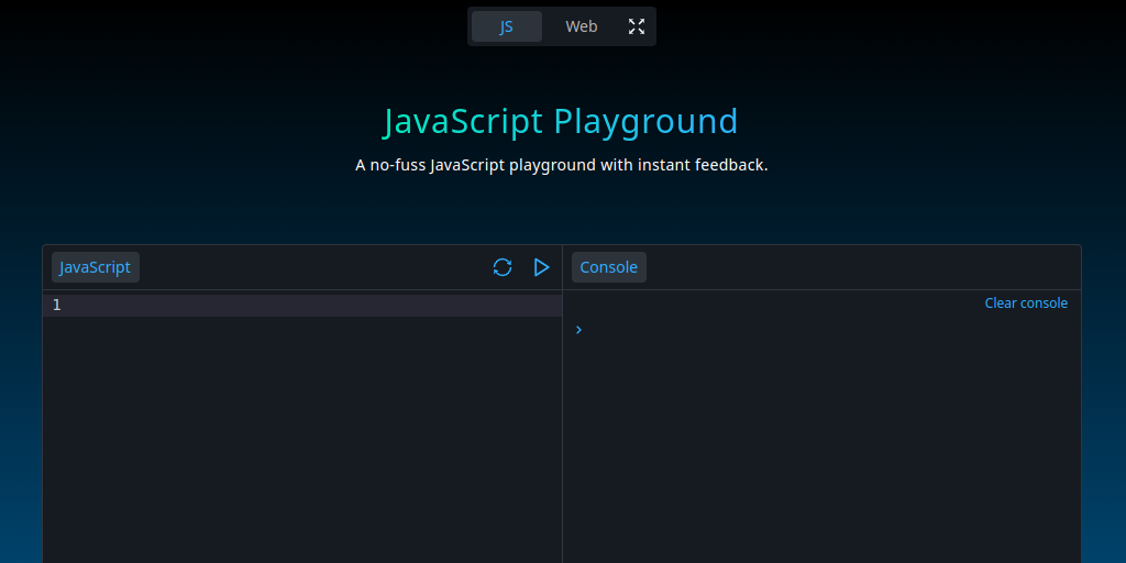 JavaScript Playground A No fuss Pure JavaScript Playground With A Live Feedback Loop